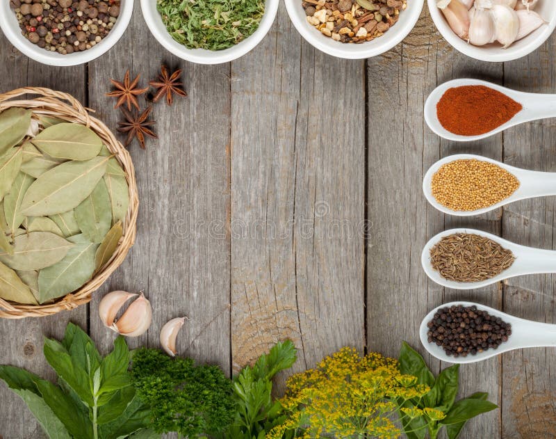 Colorful Herbs and Spices Selection Stock Image - Image of leaf ...