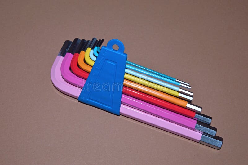 Colorful Hex Keys on the Table Stock Image - Image of holding, shaped ...