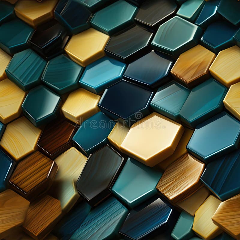 Colorful Hexagon Pattern with Varying Wood Grains (tiled) Stock ...