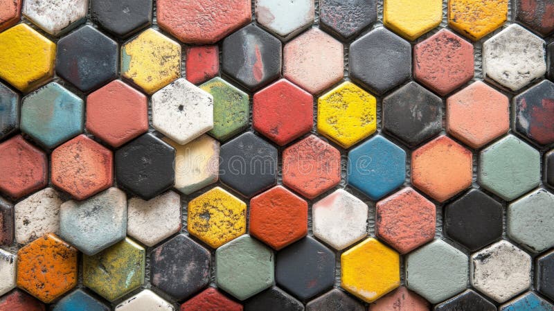 Colorful Hexagon Tile Pattern Texture Background Stock Illustration ...