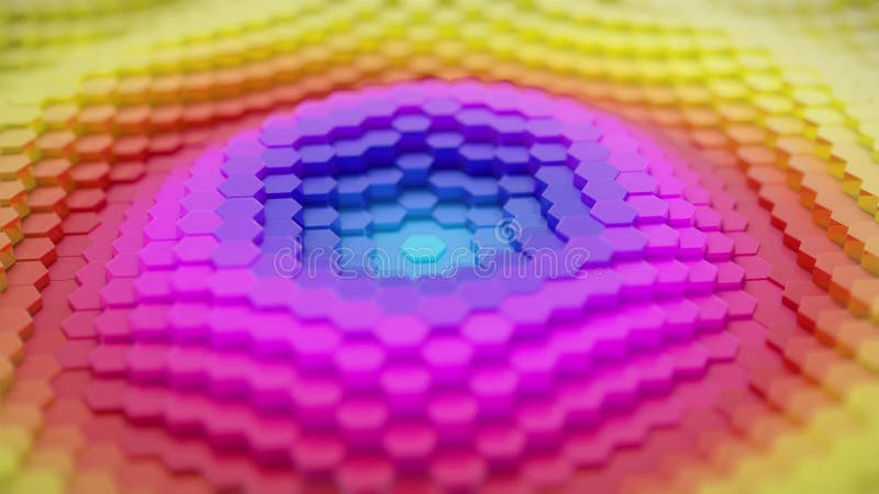 Colorful Hexagonal Array Field - 3D Render Stock Illustration ...