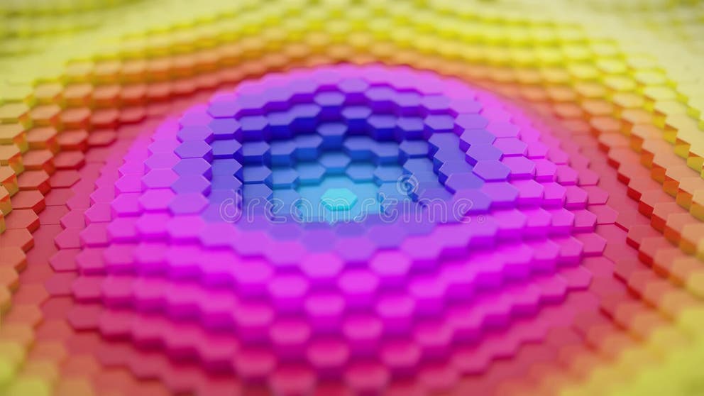 Colorful Hexagonal Array Field - 3D Render Stock Illustration ...