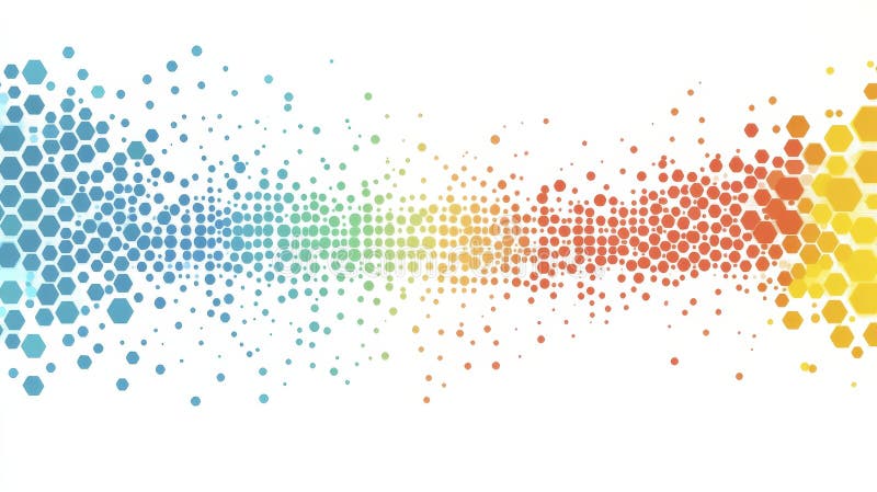 Colorful Hexagonal Dots Flow Horizontally, Transitioning from Dense To ...