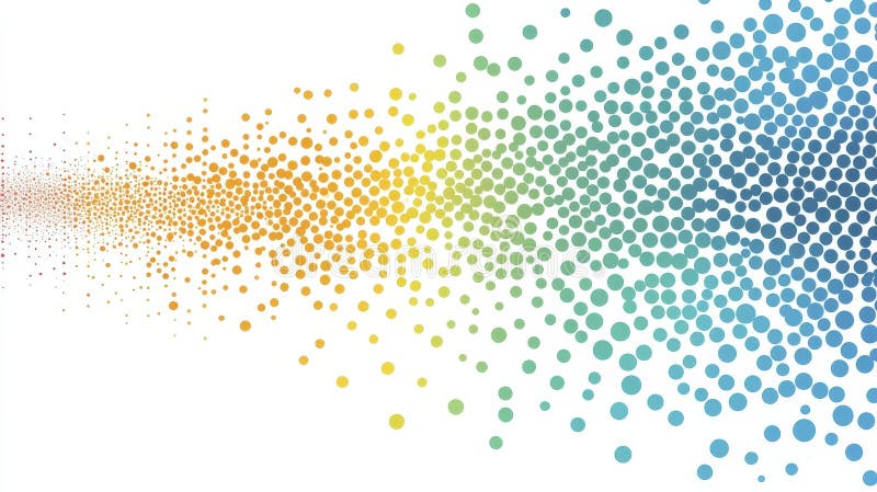 Colorful Hexagonal Dots Flow Horizontally, Transitioning from Dense To ...