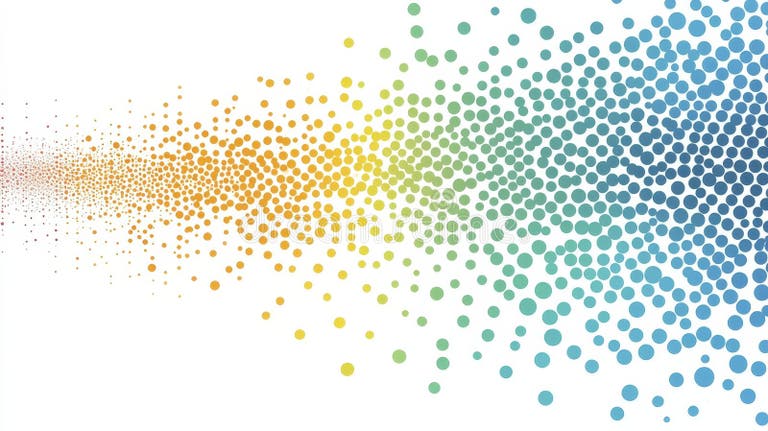 Colorful Hexagonal Dots Flow Horizontally, Transitioning from Dense To ...