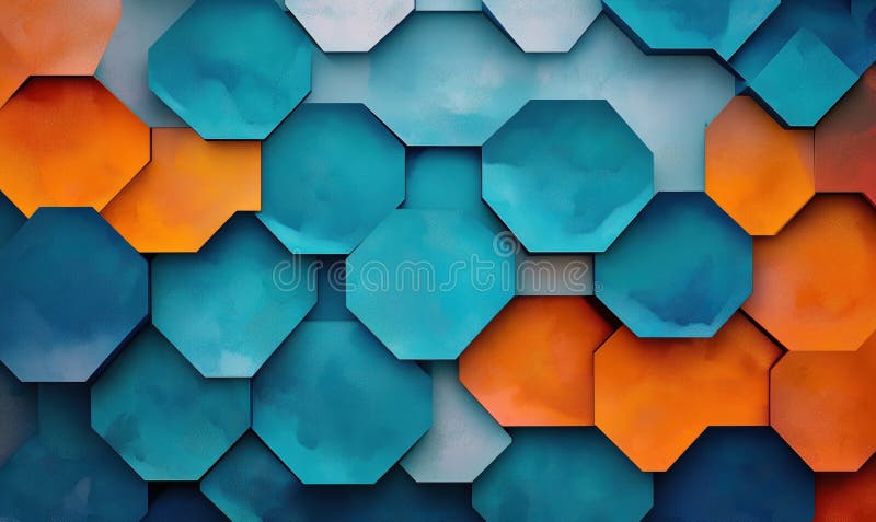 Colorful Hexagonal Pattern Blue Orange Tones Modern Design Projects Stock Photos - Free ...