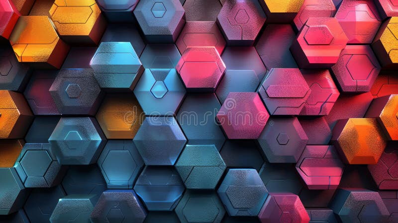 Colorful Hexagonal Pattern Creating an Abstract Background Design Stock ...