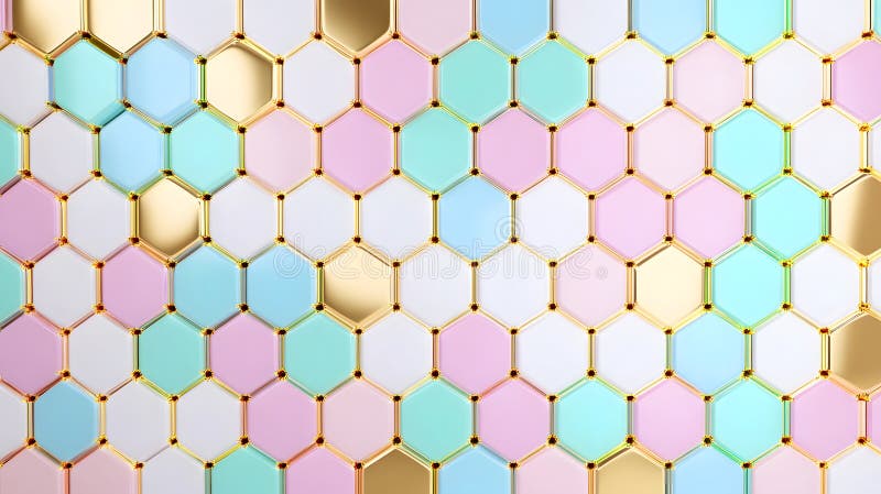 Colorful Hexagonal Pattern with Reflection and Gradient in Pastel ...