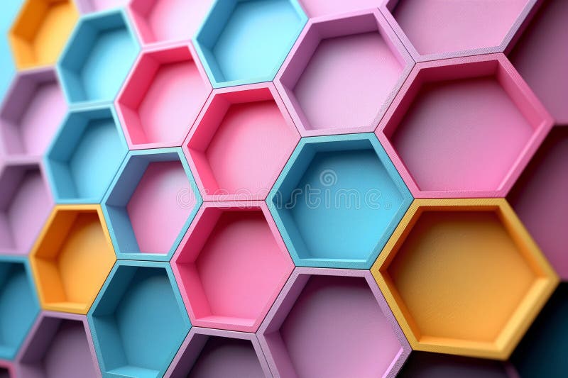 A Colorful Hexagonal Pattern of Shelves Stock Illustration ...
