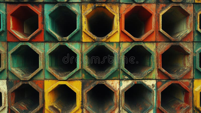 Colorful Hexagonal Wall stock illustration. Illustration of antique ...