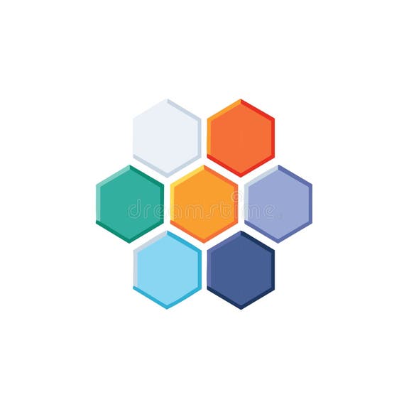 Colorful Hexagons Arranged in a Cluster Graphic Representation of ...