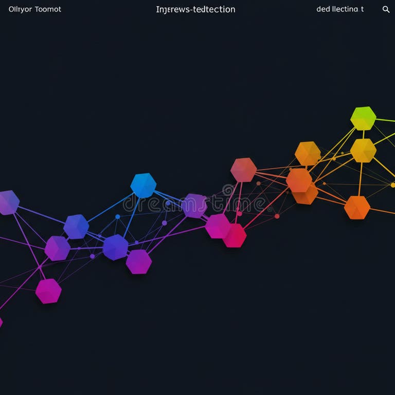 Colorful Hexagons Connected by Lines, Creating a Network Pattern on a ...