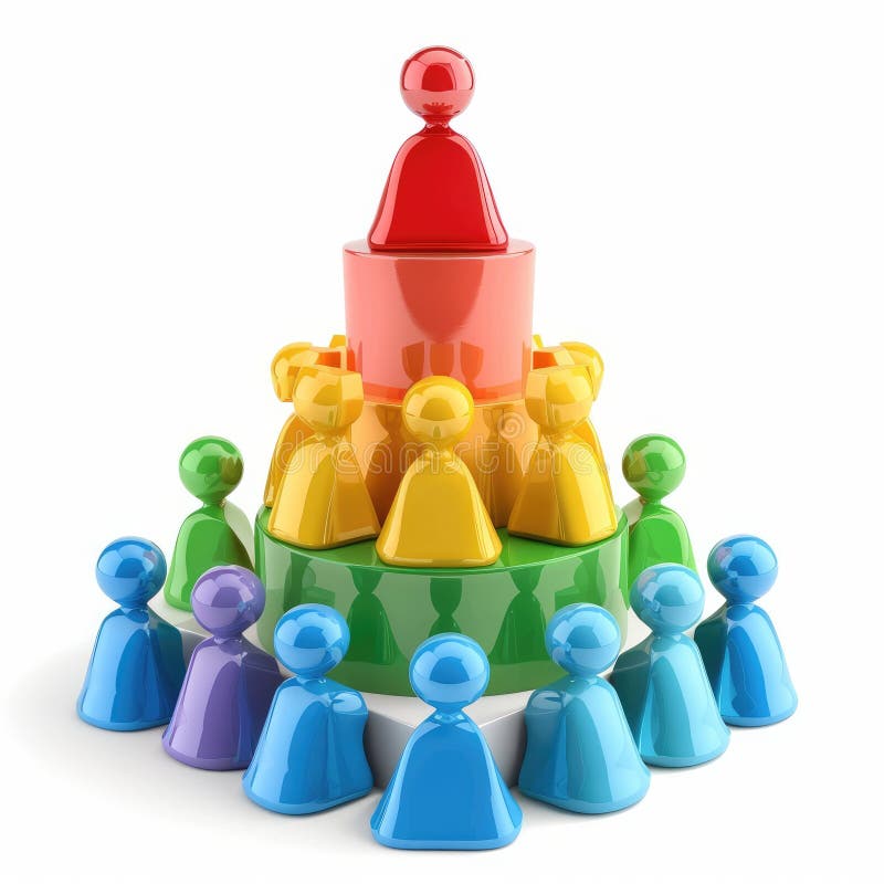 Colorful 3D Figures Representing a Team Leader Addressing a Diverse ...