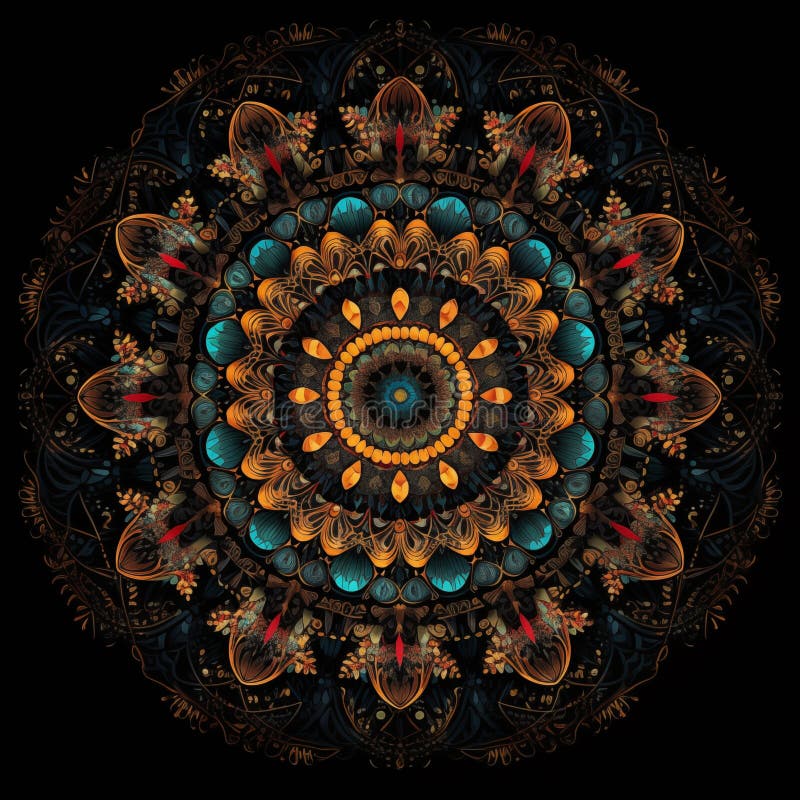 Colorful High-Resolution Mandala Pattern with Symmetrical Design on ...