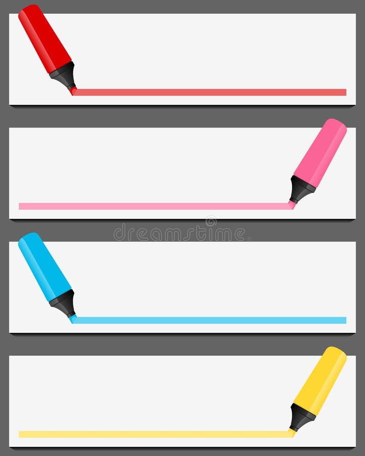 Colorful Highlighter Banners Set Stock Vector - Illustration of ...