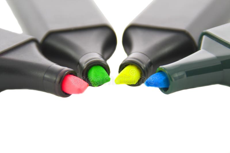 Four Colorful Highlighter Text Markers Stock Image - Image of ...