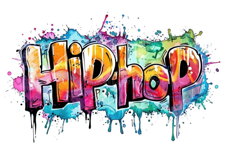 Colorful Hip-Hop Graffiti Art with Splashes and Drips on White ...