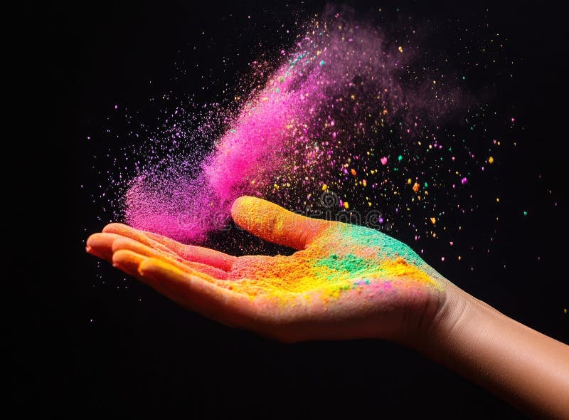 Colorful Holi Powder Exploding from Hand Stock Illustration ...