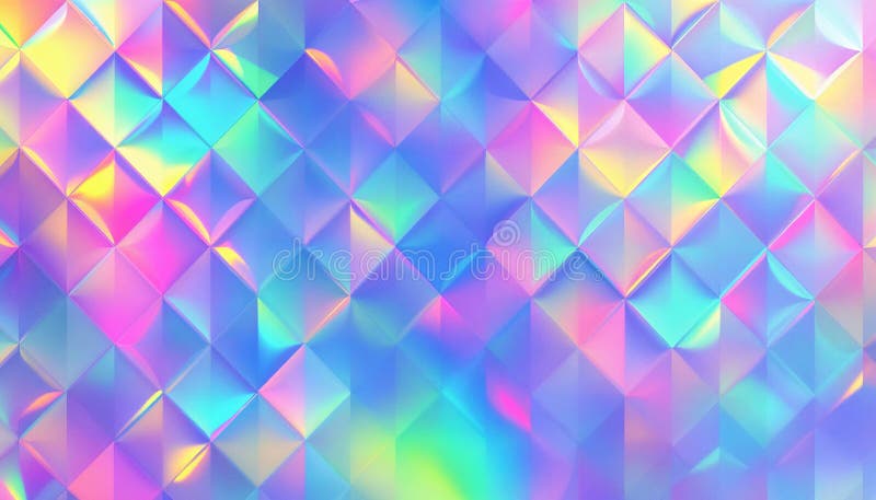 Colorful Holographic Geometric Pattern with Diamond Shapes Reflecting ...