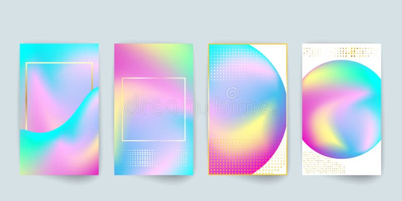 Colorful Holographic Gradient Poster Template. Fluid Colors Cover Set ...