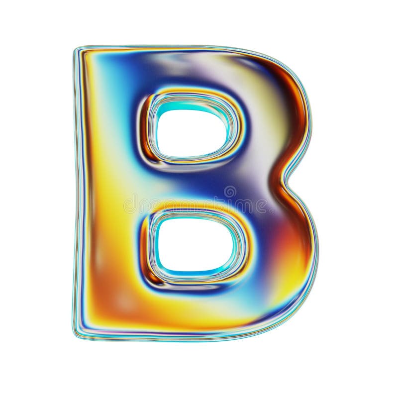 Colorful Holographic Letter B. Realistic 3D Render Stock Illustration ...