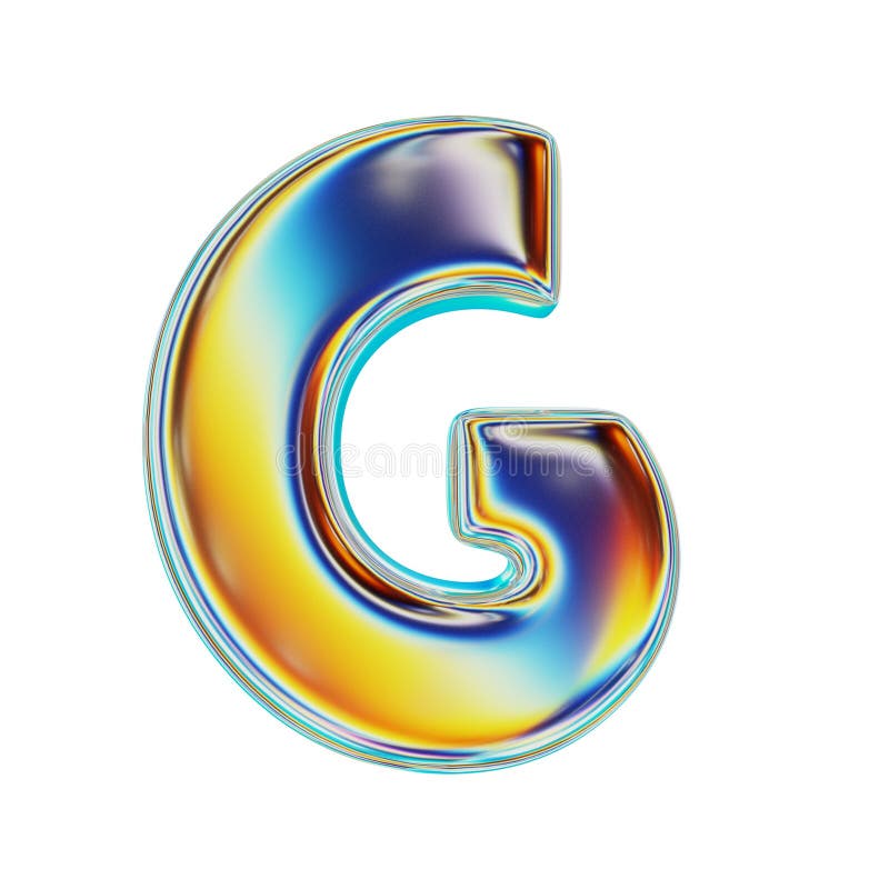 Colorful Holographic Letter G. Realistic 3D Render Stock Illustration ...