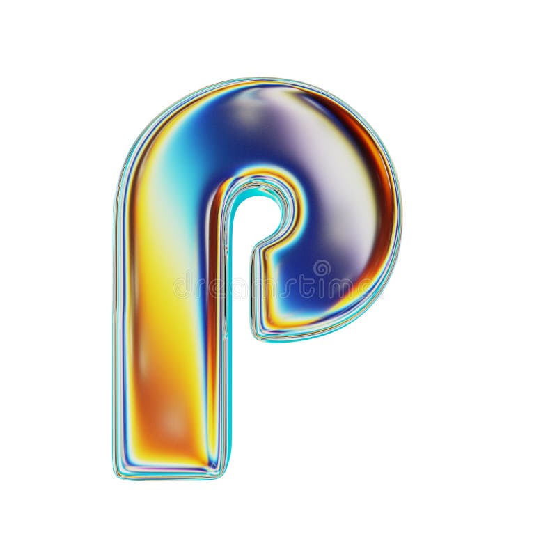Colorful Holographic Letter P. Realistic 3D Render Stock Illustration ...