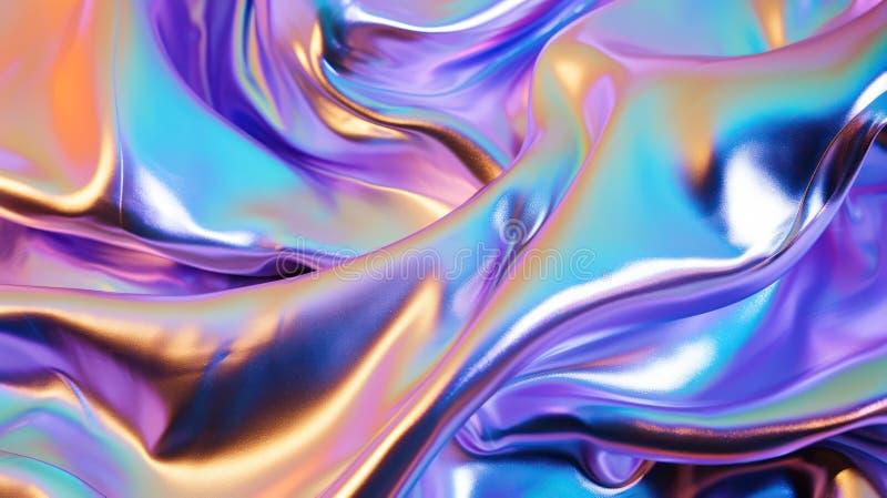 Colorful Holographic Silver Liquid Close-Up AI Generated Stock ...