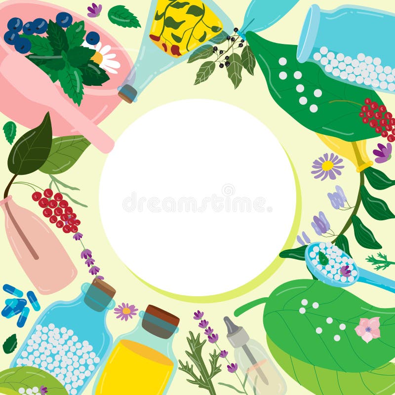 Colorful, Homeopathic, Seamless Patern, Bright Medical Background Set ...