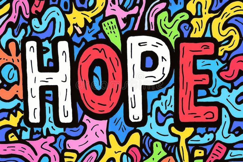 Colorful Hope-themed Illustration with Vibrant Patterns and Bold ...