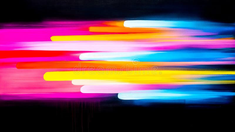 Vibrant Colorful Light Streaks Reflecting on Black Background Stock ...