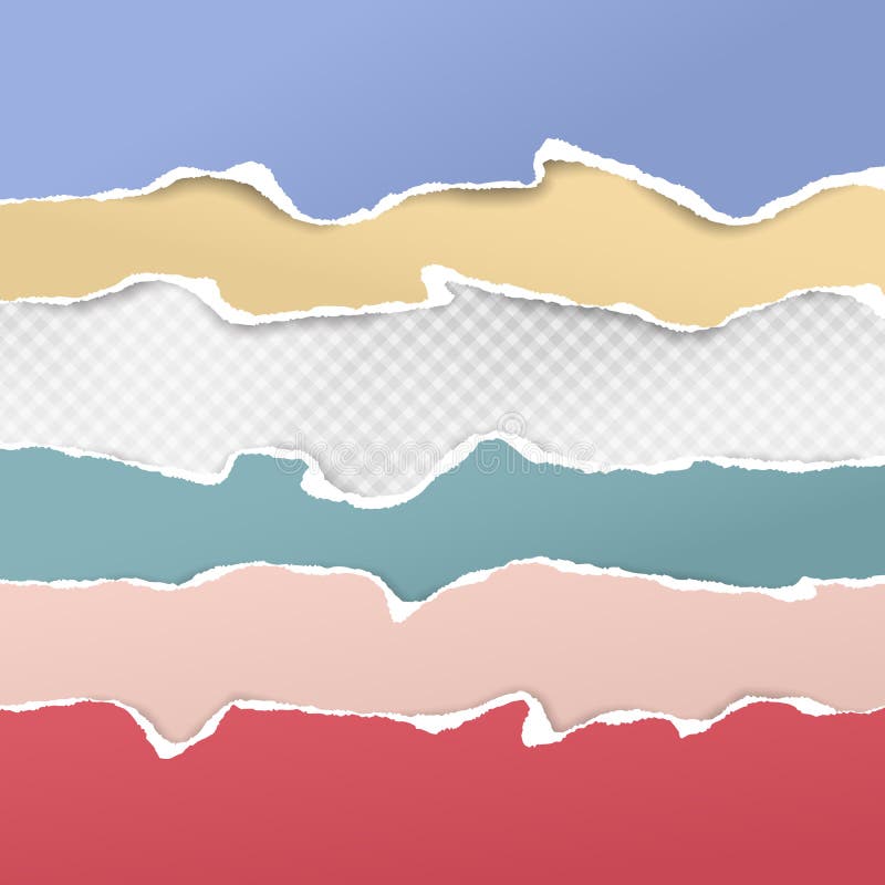 Colorful Horizontal Ripped Paper Strips, Torn Note Paper for Text or ...