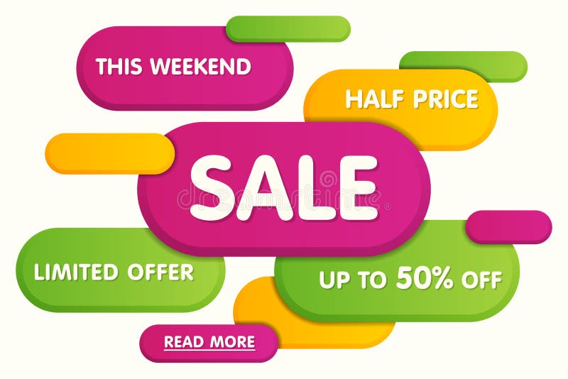 Colorful Horizontal Sale Banner Design. Vector Illustration. Stock ...
