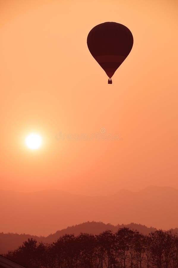 Colorful Hot Air Balloon is Flying at Sunset Stock Image - Image of ...