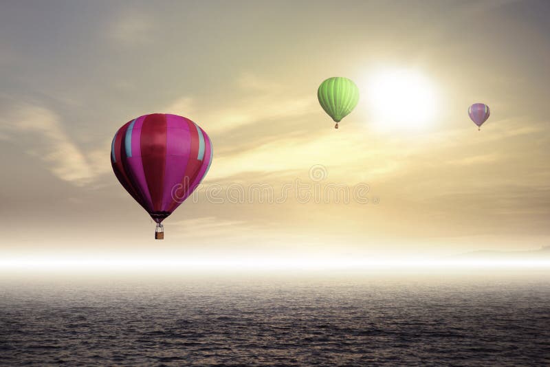 Colorful Hot Air Balloon High in the Sky Stock Photo - Image of ...