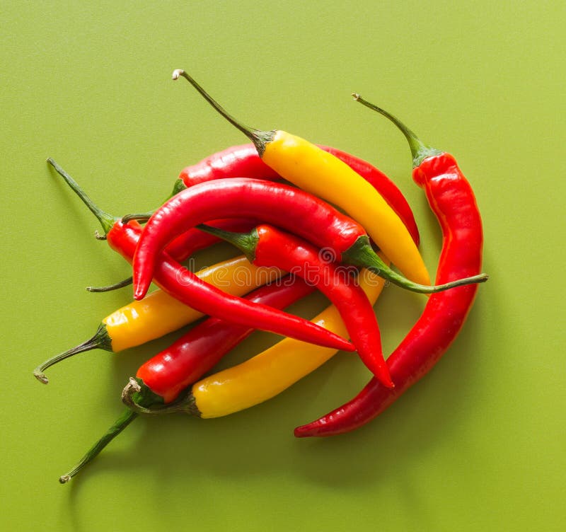 Colorful Hot Paprika on the Green Background Stock Photo - Image of ...