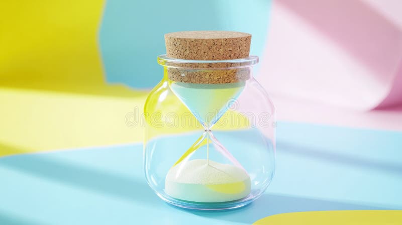Colorful Hourglass on a Bright Surface Shows the Passage of Time in a ...