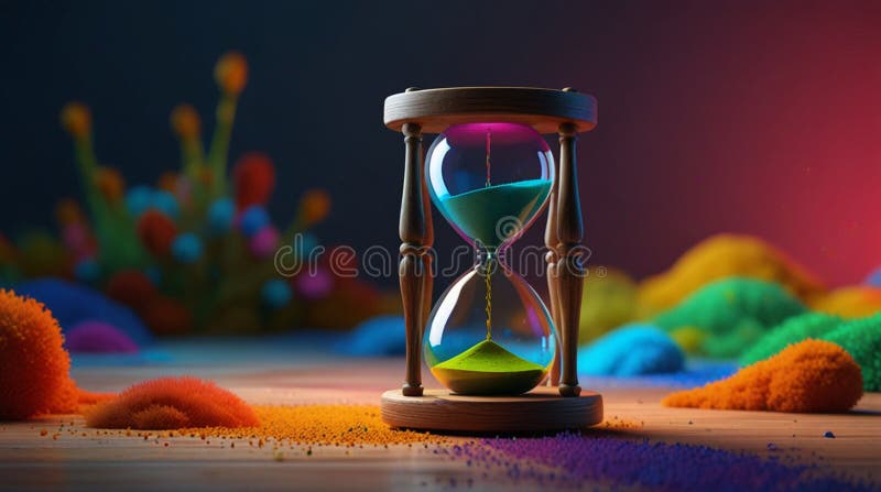 Colorful Hourglass and Paintbrush Stock Illustration - Illustration of ...