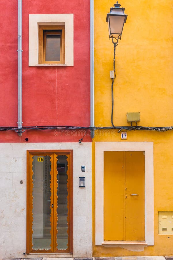 Colorful House with Doors and Windows Stock Image - Image of street ...