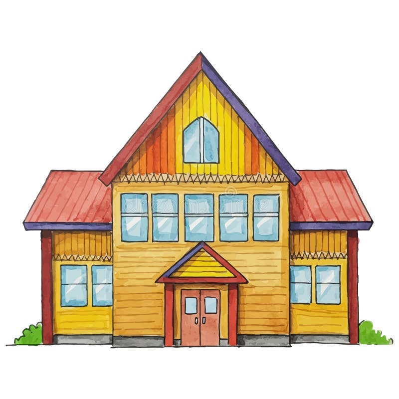Colorful House Illustration, Cartoon House Drawing Stock Vector ...