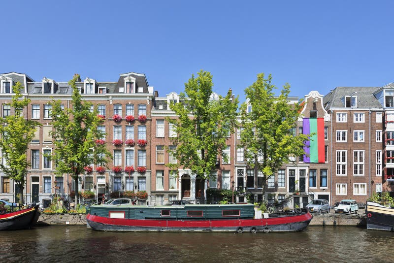 Colorful Houseboat in Amsterdam Old Town. Editorial Stock Photo - Image ...