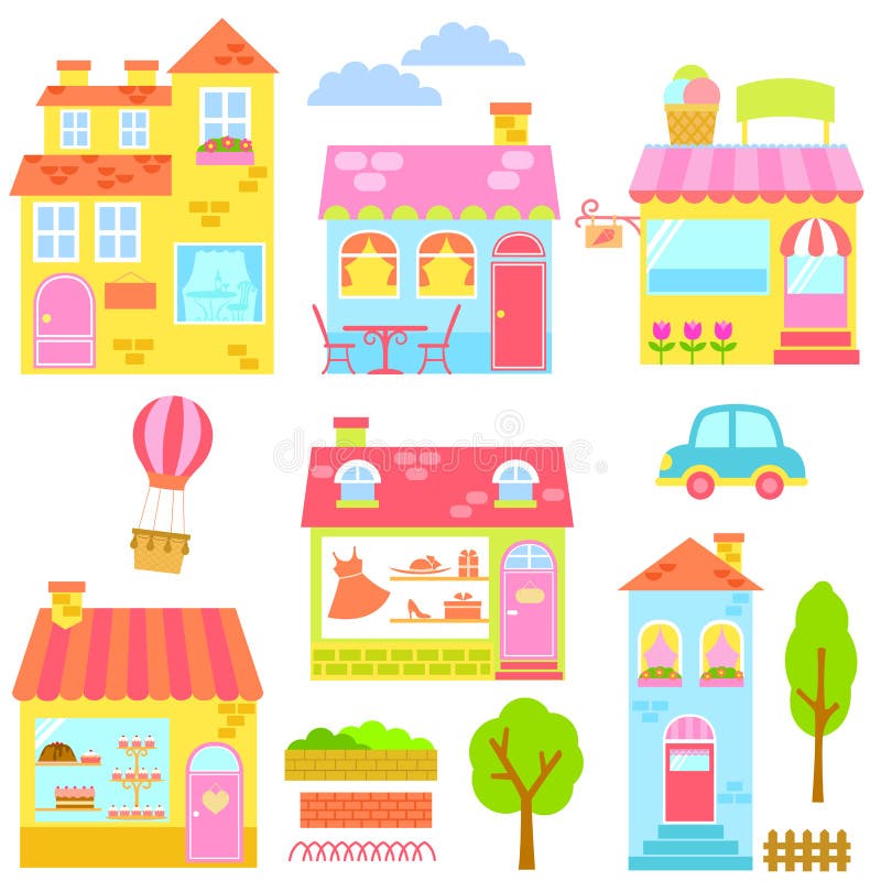 Colorful Houses for Sale / Rent. Real Estate Concept Stock Vector ...