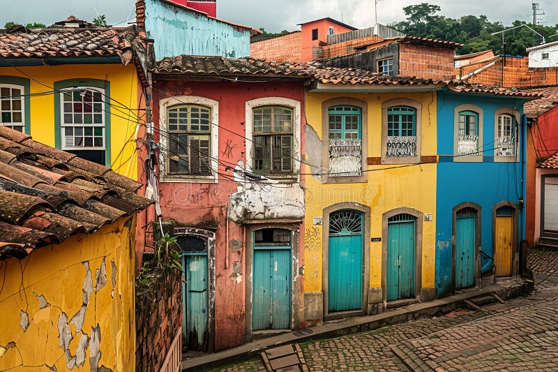 Colorful Houses in the Colonial Town Stock Image - Image of colonial ...
