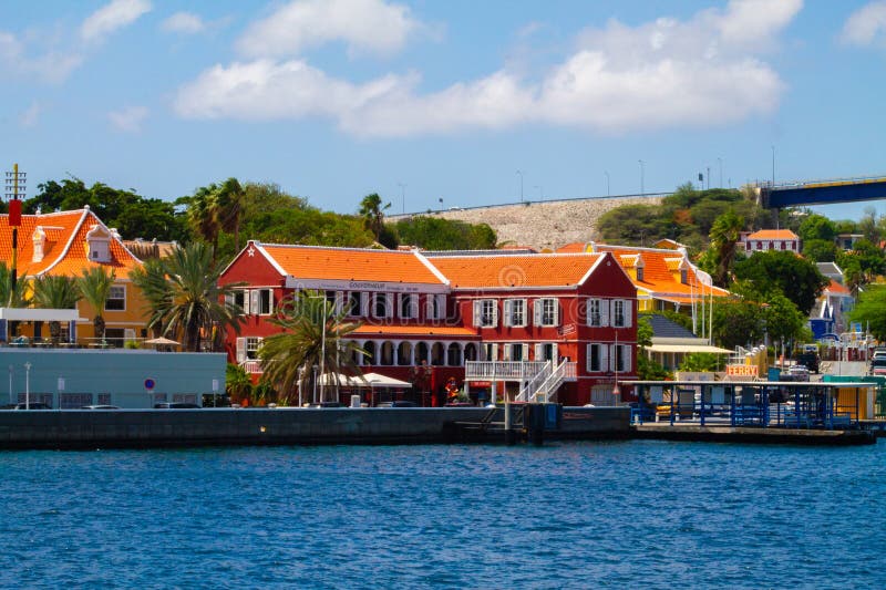 Colorful Houses on the Island of Curacao in the Caribbean Editorial ...