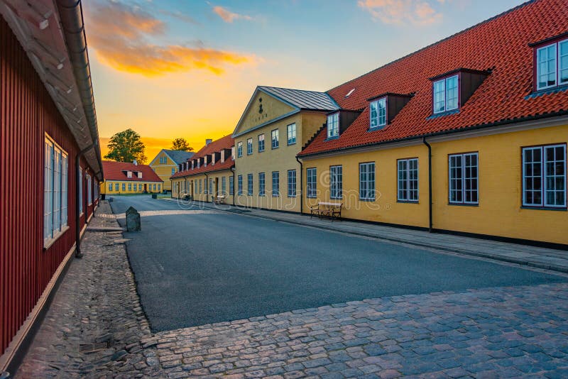 Colorful Houses at the Krongborg Castle in Denmark Editorial Photo ...