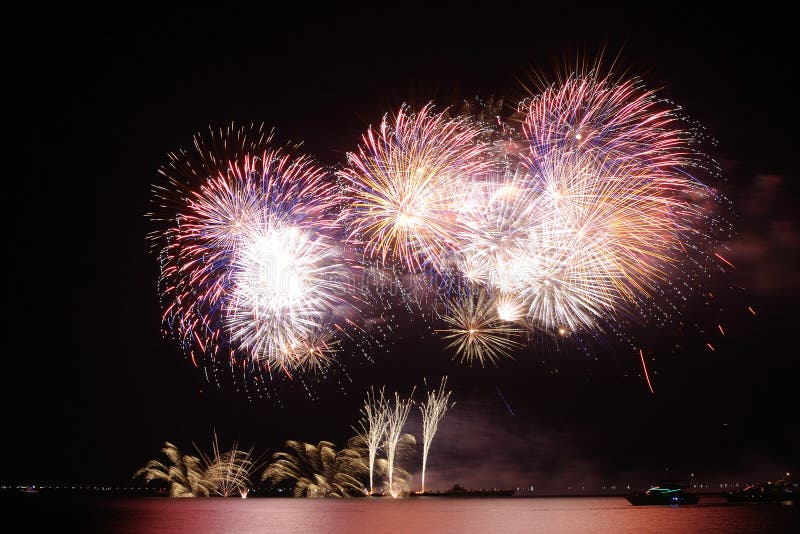 Festive New Year S Fireworks.tropical Island Stock Photo - Image of ...