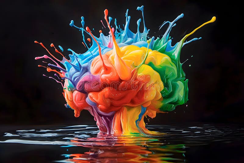 Colorful Human Brain with Color Explosion Stock Illustration ...