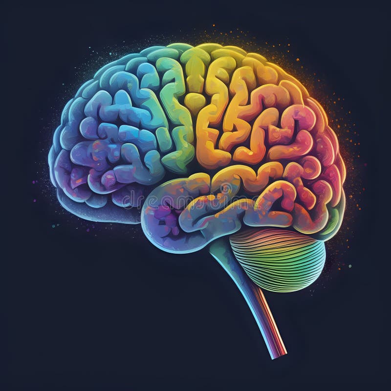 Colorful Human Brain - Generated by Ai Stock Illustration ...