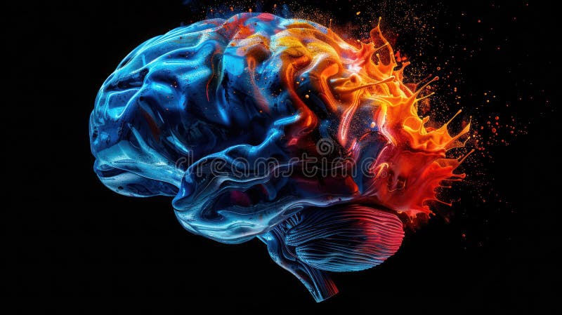 Colorful Human Brain Icon Splashed with Paint Stock Illustration ...