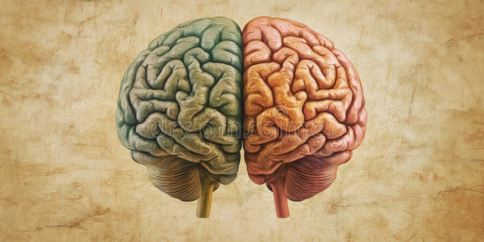 Colorful Human Brain Illustration Split into Creative and Analytical ...
